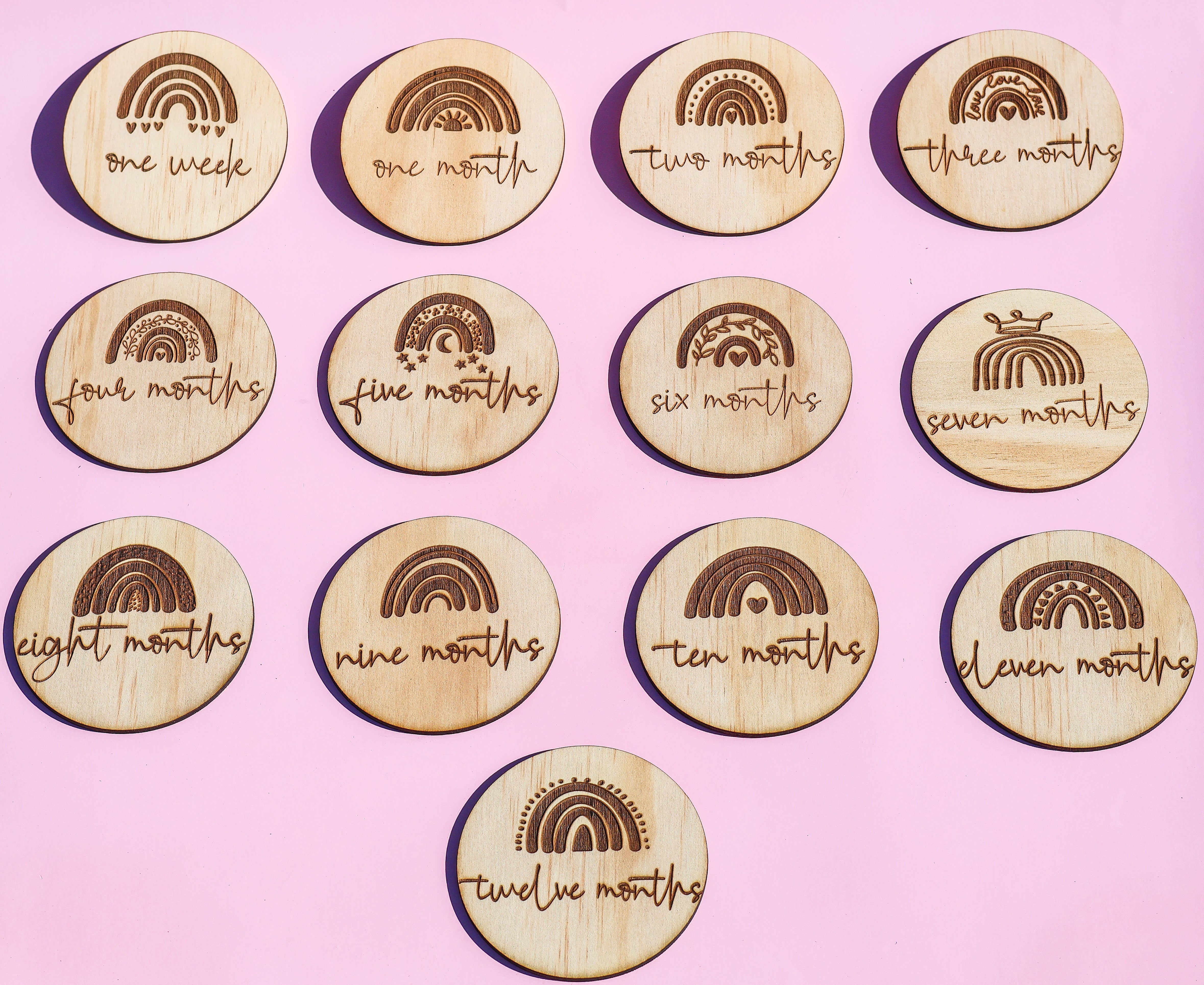 13-Piece Baby Milestone Plaque Set | Monthly Photo Prop – K&R Collective