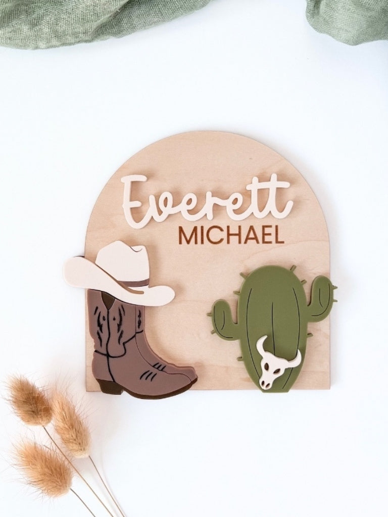 Western Name Sign – Cowboy or Cowgirl Personalised Plaque – K&R Collective