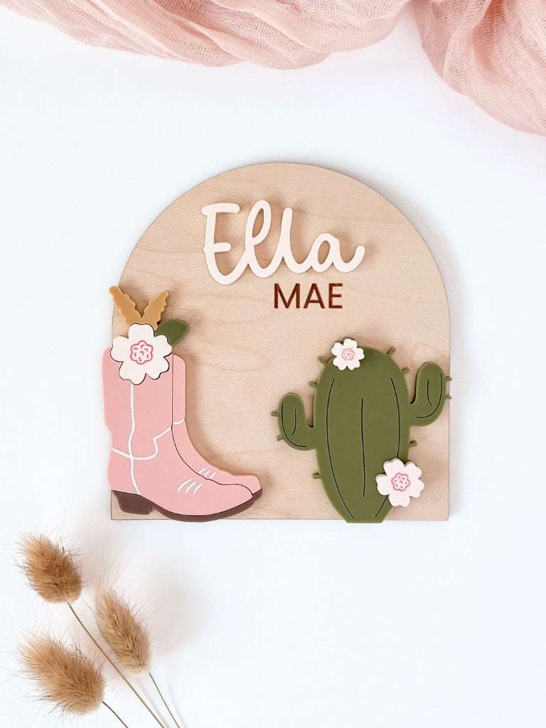 Western Name Sign – Cowboy or Cowgirl Personalised Plaque – K&R Collective