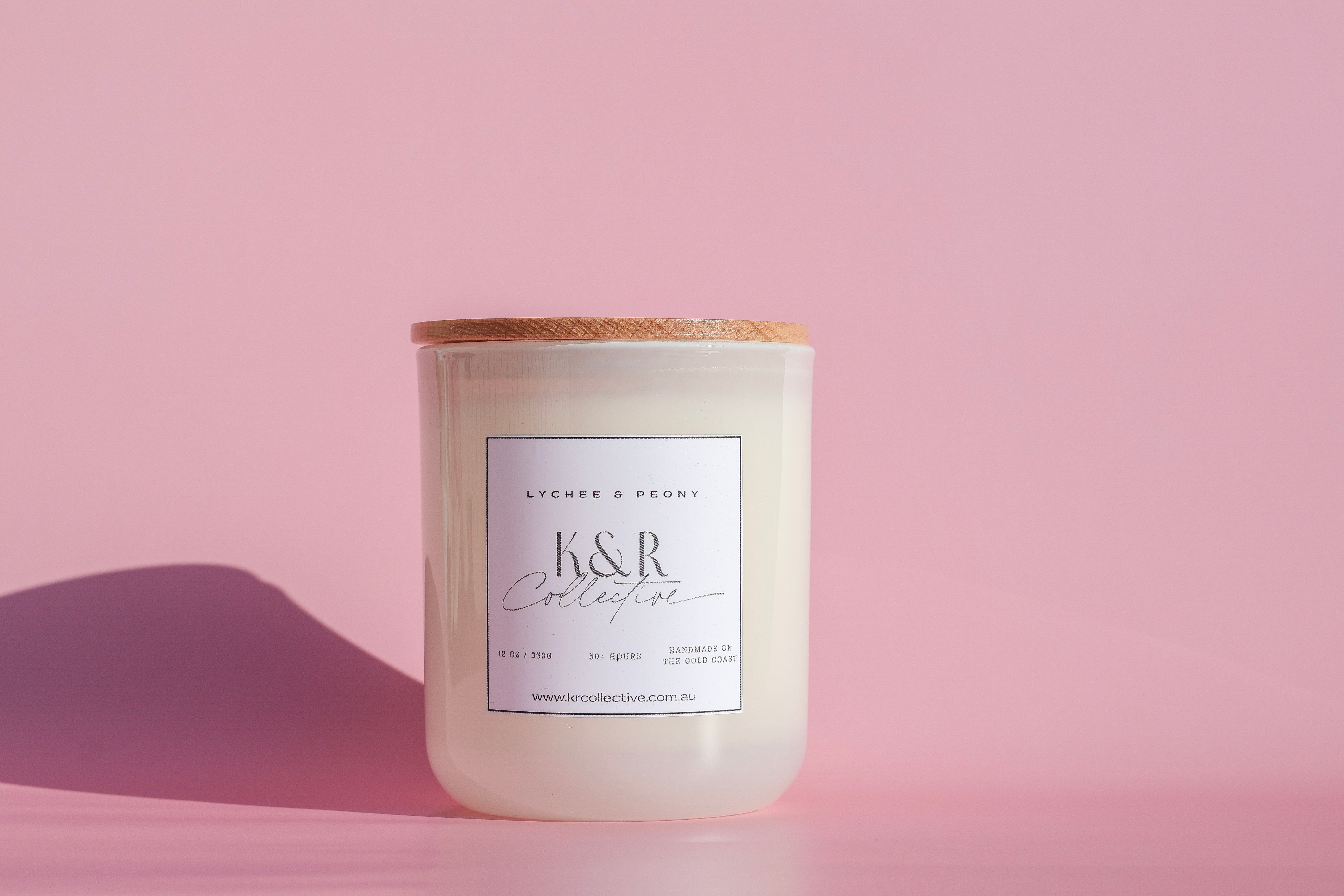Lychee & Peony Large Soy Candle | 350g | K&R Collective
